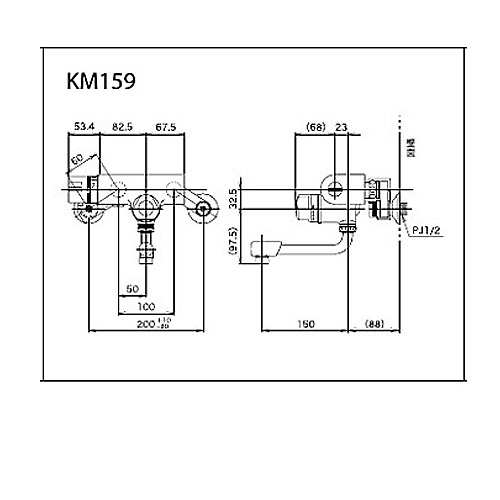 KM159｜KVK浴室用蛇口[壁][浴槽・洗い場兼用]