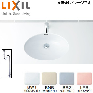 L-2295+AM-140TC(100V)-Sset｜LIXIL 洗面器セット[アンダーカウンター式][はめ込みだ円形]