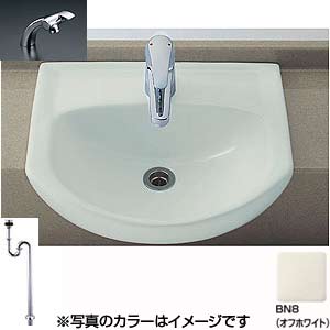 L-62ANC/BN8+LF-503-Sset｜LIXIL 手洗器セット[はめ込み前丸形（オーバーカウンター式）][立水栓]