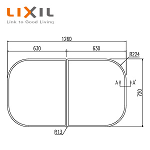 YFK-1375B(2)-K｜LIXILふろふた[組みふた][2枚組]